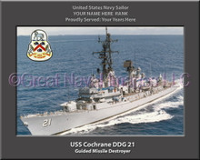 USS Cochrane DDG 21 Personalized Ship Canvas Print