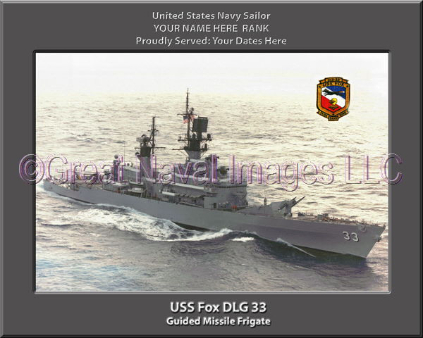 USS Fox DLG 33 Personalized Ship Canvas Print