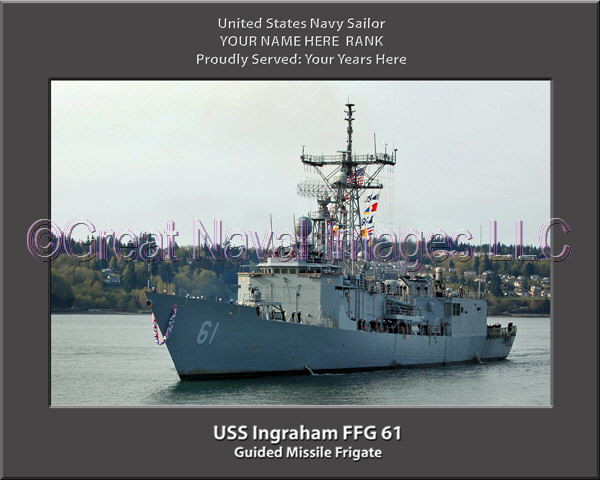 USS Ingraham FFG 61 Personalized Ship Canvas Print | Great Naval Images