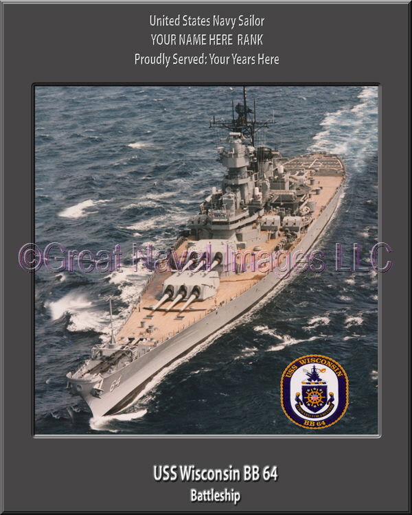 USS Wisconsin BB 64 Personalized Ship Canvas Print