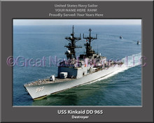 USS Kinkaid DD 965 Personalized Ship Canvas Print