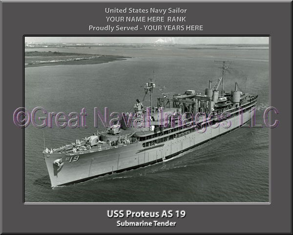 USS Proteus AS 19 Personalized Ship Canvas Print