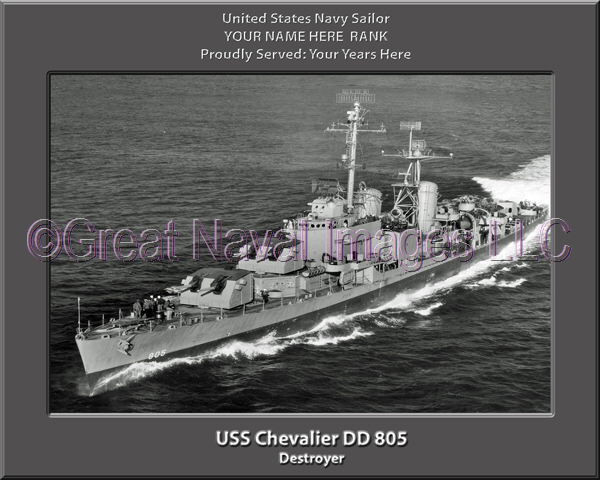 USS Chevalier DD 805 Personalized Ship Canvas Print