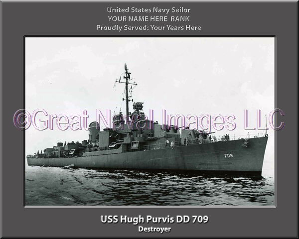 USS Hugh Purvis DD 709 Personalized Ship Canvas Print