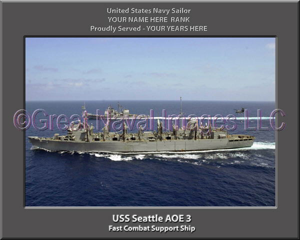 USS Seattle AOE 3 Personalized Ship Canvas Print