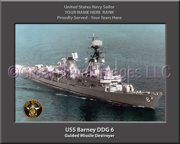 USS Barney DDG 6 Personalized Ship Canvas Print