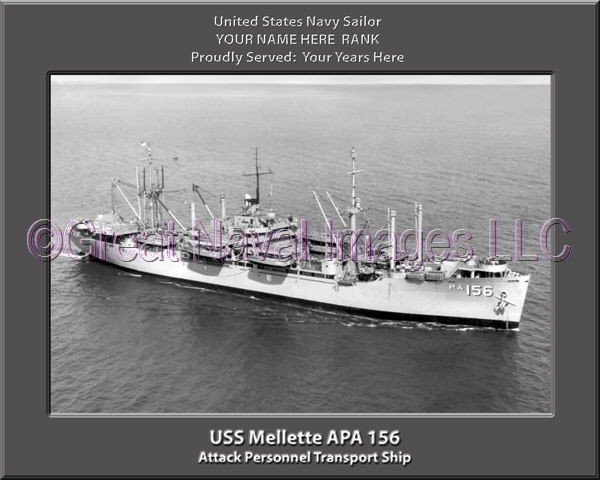 USS Mellette APA 156 Personalized Ship Canvas Print