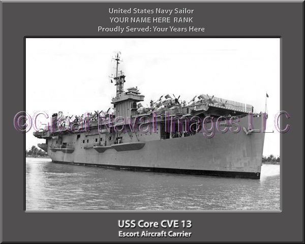 USS Core CVE 13 Personalized Ship Canvas Print