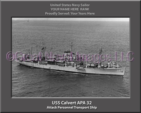 USS Calvert APA 32 Personalized Ship Canvas Print