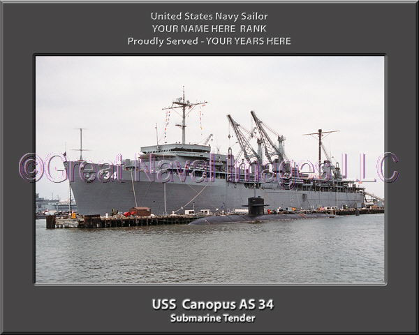 USS Canopus AS 34 Personalized Ship Canvas Print