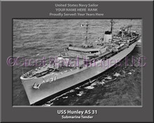 USS Hunley AS 31 Personalized Ship Canvas Print