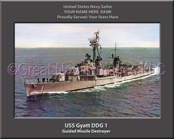USS Gyatt DDG 1 Personalized Ship Canvas Print