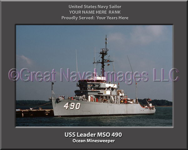 USS Leader MSO 490 Personalized Ship Canvas Print