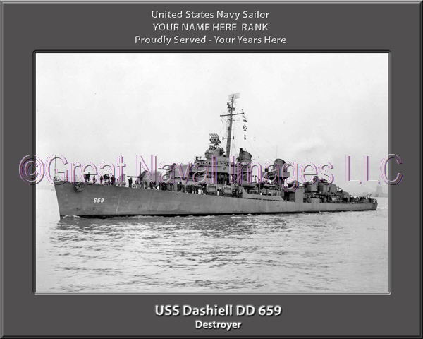 USS Dashiell DD 659 Personalized Ship Canvas Print 2