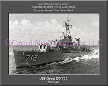 USS Gyatt DD 712 Personalized Ship Canvas Print Photo US Navy Veteran Gift