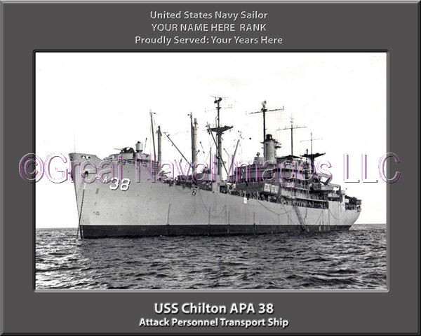 USS Chilton APA 38 Personalized Ship Canvas Print Photo 2 US Navy ...