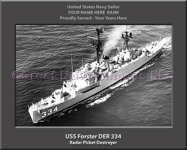 USS Forster DER 334 Personalized Ship Canvas Print Photo US Navy ...