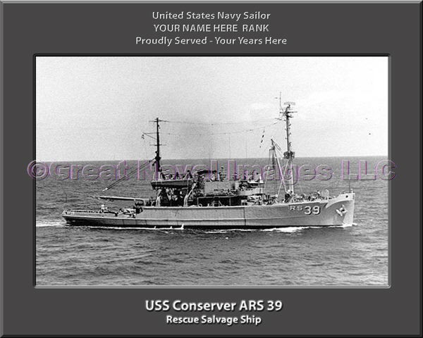 USS Conserver ARS 39 Personalized Ship Canvas Print Photo US Navy ...