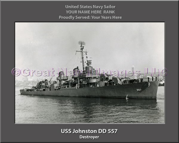 USS Johnston DD 557 Personalized Ship Canvas Print