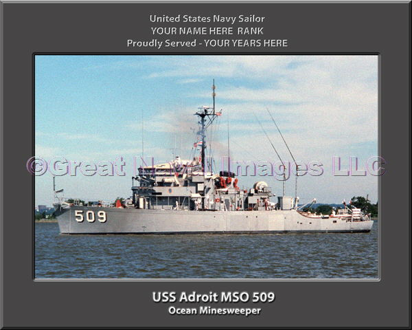 USS Adroit MSO 509 Personalized Ship Canvas Print Photo 2 US Navy ...