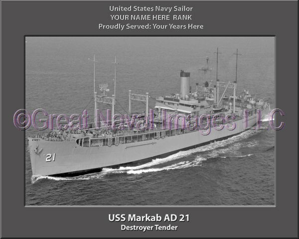 USS Markab AD 21 Personalized Ship Canvas Print Photo US Navy Veteran Gift