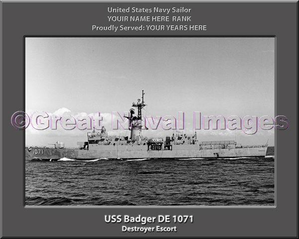 USS Badger DE 1071 Personalized Ship Canvas Print