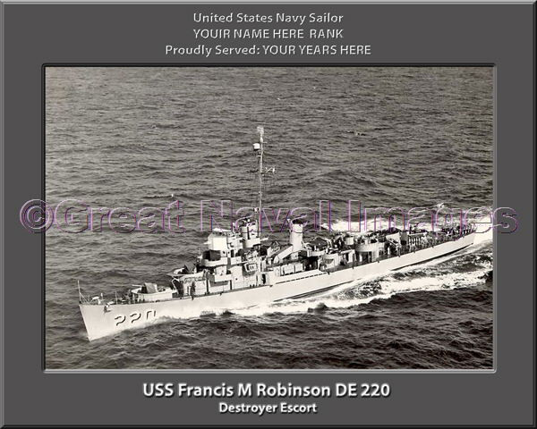USS Francis M Robinson DE 220 Personalized Ship Canvas Print
