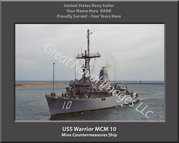 USS Warroir MCM 10 Personalized Ship Canvas Print