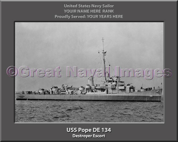 USS Pope DE 134 Personalized Ship Canvas Print