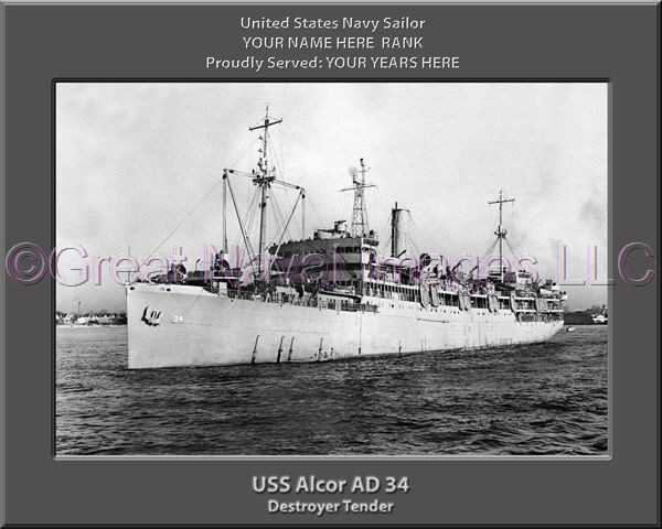 USS Alcor AD 34 Personalized Ship Canvas Print