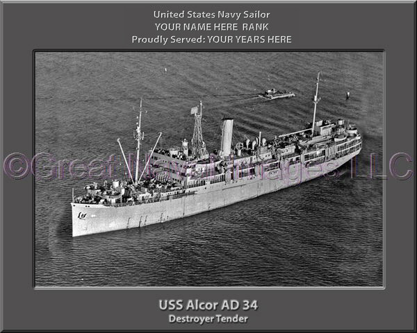 USS Alcor AD 34 Personalized Ship Canvas Print