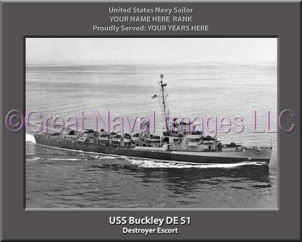 USS Buckley DE 51 Personalized Ship Canvas Print