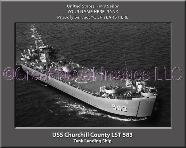USS Churchill County LST 583 Personalized Ship Canvas Print