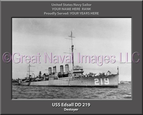 USS Edsall DD 219 Personalized Ship Canvas Print