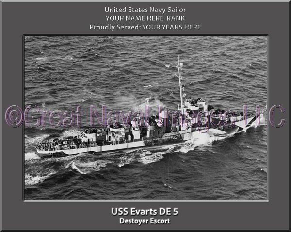USS Evarts DE 5 Personalized Ship Canvas Print
