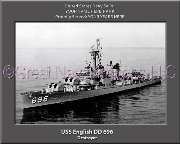 USS English DD 696 Personalized Ship Canvas Print