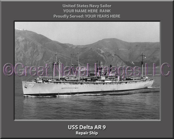 USS Delta AR 9 Personalized Ship Canvas Print