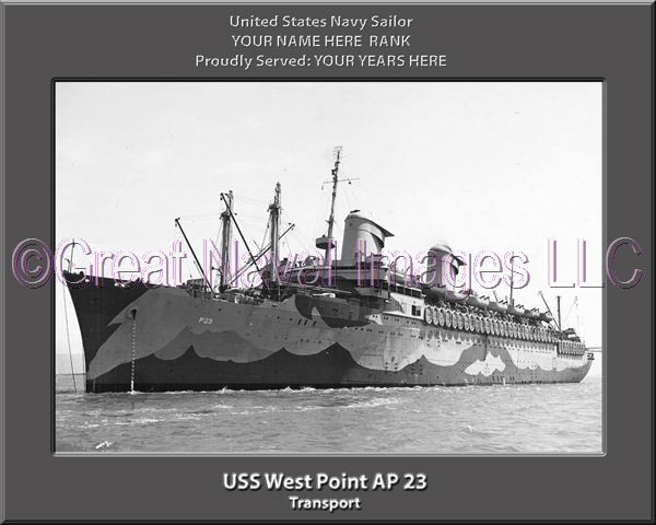 USS West Point AP 23 Personalized Ship Canvas Print