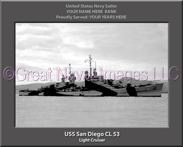 USS San Diego CL 53 Personalized Ship Canvas Print