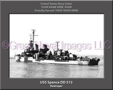 USS Spence DD 512 Personalized Ship Canvas Print