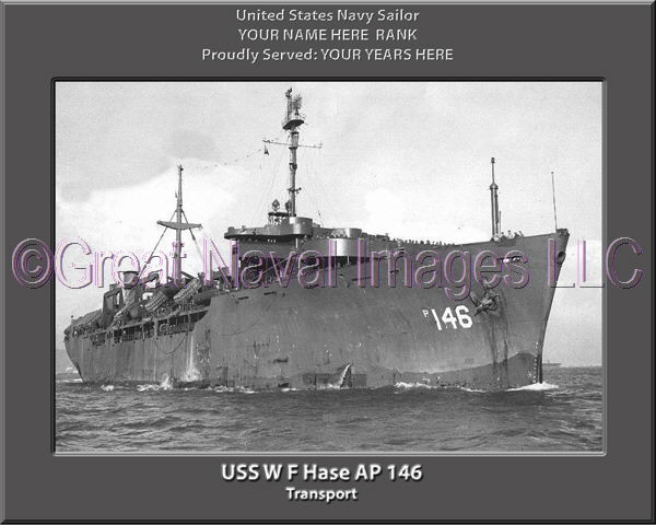 USS W F Haas AP 146 Personalized Ship Canvas Print