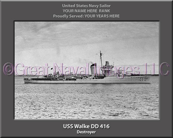 USS Walke DD 416 Personalized Ship Canvas Print