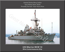 USS Warrior MCM 10 Personalized Ship Canvas Print
