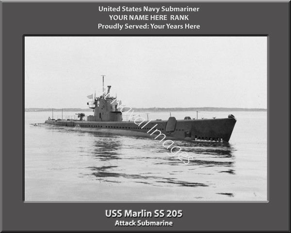 USS Marlin SS 205 Personalized Submarine Canvas Print