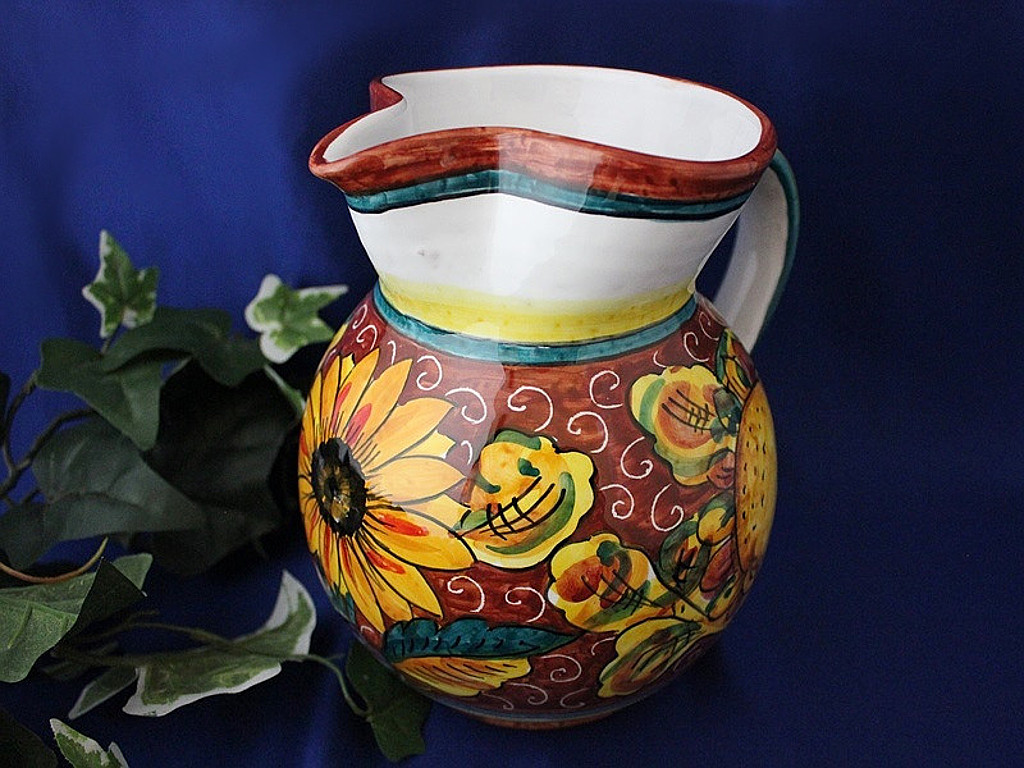 Tuscan Sunflower Rosso Pitcher - BellaSoleil.com