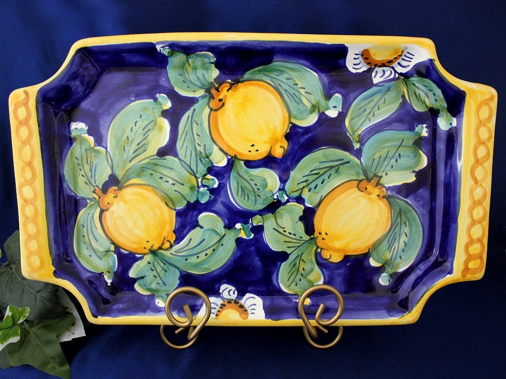 BellaSoleil.com - Sicilian Lemon Blossom 14" Serving Tray