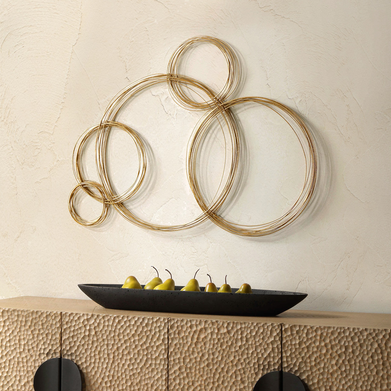 BellaSoleil.com - Golden Circles Metal Wall Art