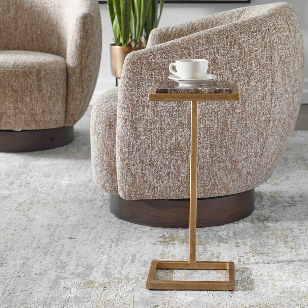 BellaSoleil.com - Solano Brown Marble Accent Table
