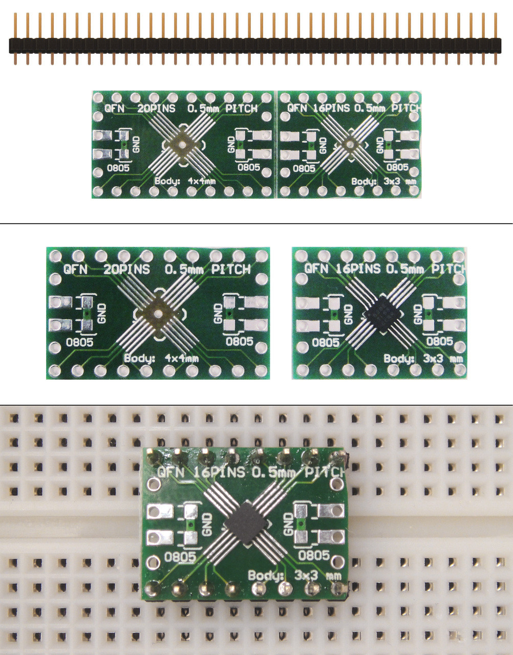 Schmartboard|ez .5mm Pitch, 16 and 20 Pin QFP/QFN to DIP Adapter (204 ...