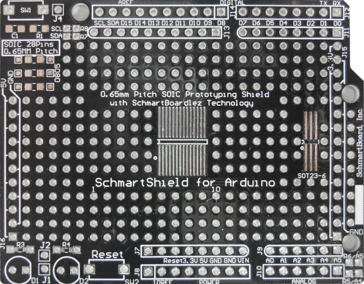 Schmartboard|ez 0.65mm Pitch SOIC Surface Mount Prototyping shield for ...